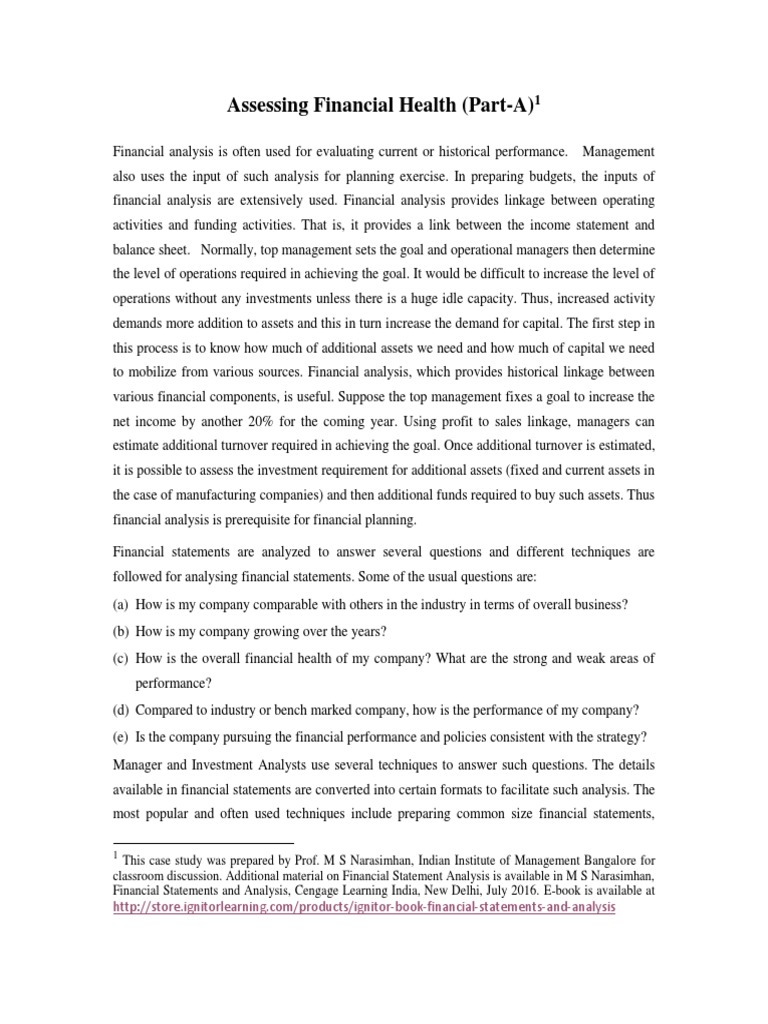 Solution - Case Study - Assessing Financial Health Part A | PDF | Debt ...