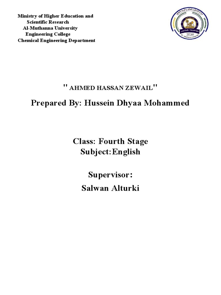 Prepared By: Hussein Dhyaa Mohammed: Ahmed Hassan Zewail | PDF ...