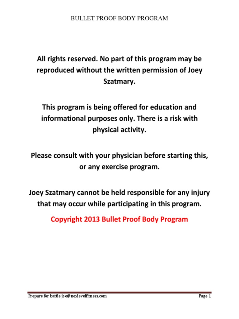 Bullet Proof Body Program | PDF | Physical Exercise | Recreation