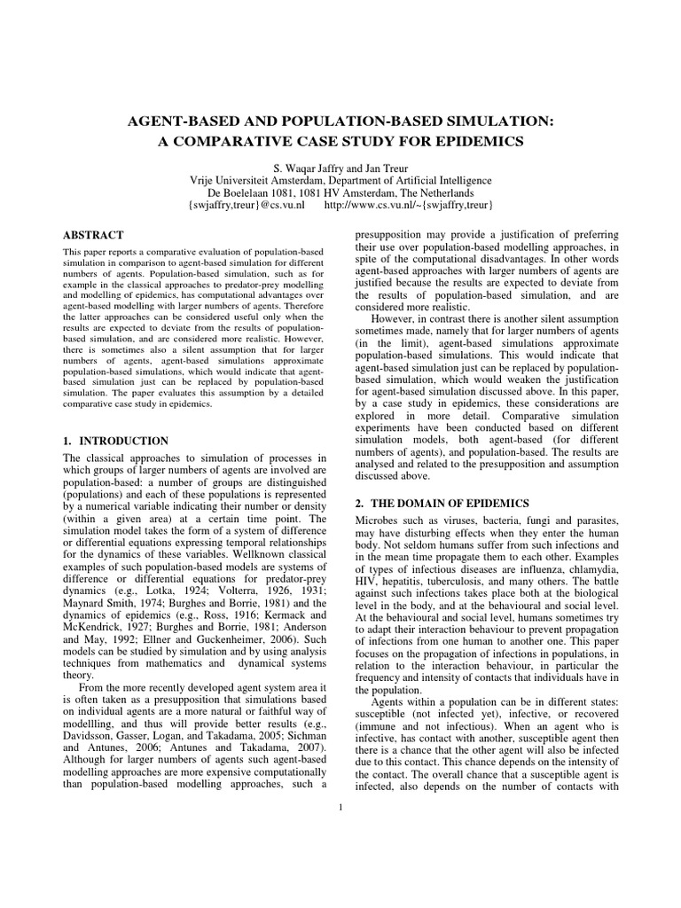 Agent Based And Population Based Simulat Pdf Pdf Agent Based Model Infection