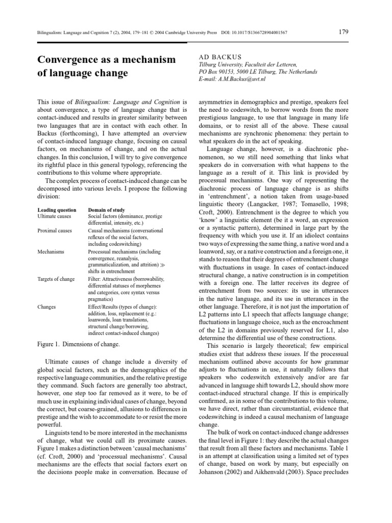 Convergence As A Mechanism of Language Change | PDF | Lexicon | Linguistics