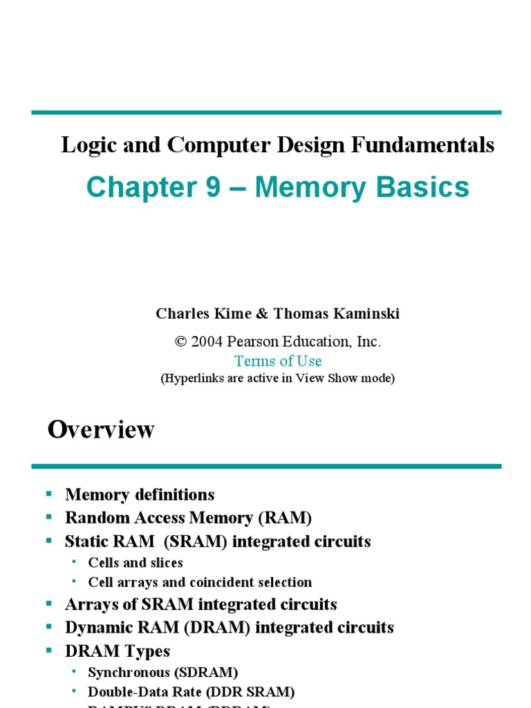Chapter 9 - Memory Basics: Logic and Computer Design Fundamentals | PDF | Dynamic Random Access ...