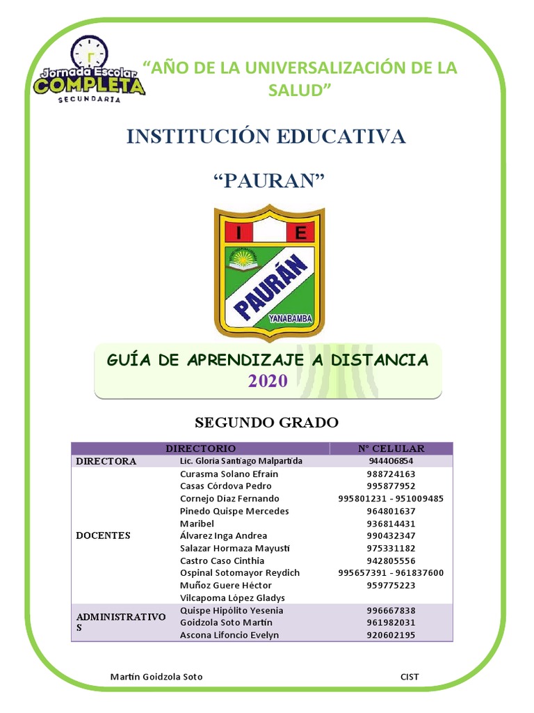 Guia De Aprendizaje Segundo Grado Pdf
