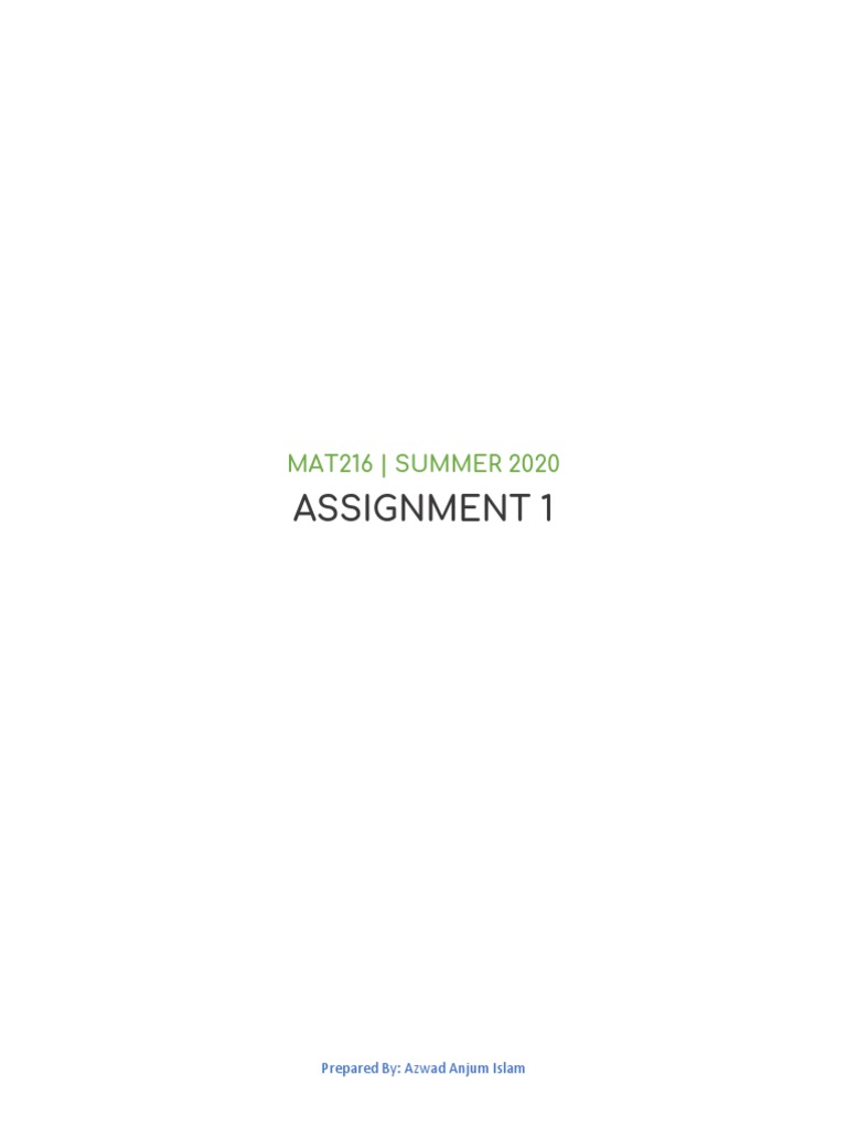 Assignment 1: MAT216 - SUMMER 2020 | PDF | Cartesian Coordinate System ...
