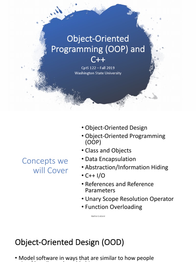 Object-Oriented Programming (Oop) and C++: Cpts 122 - Fall 2019 ...