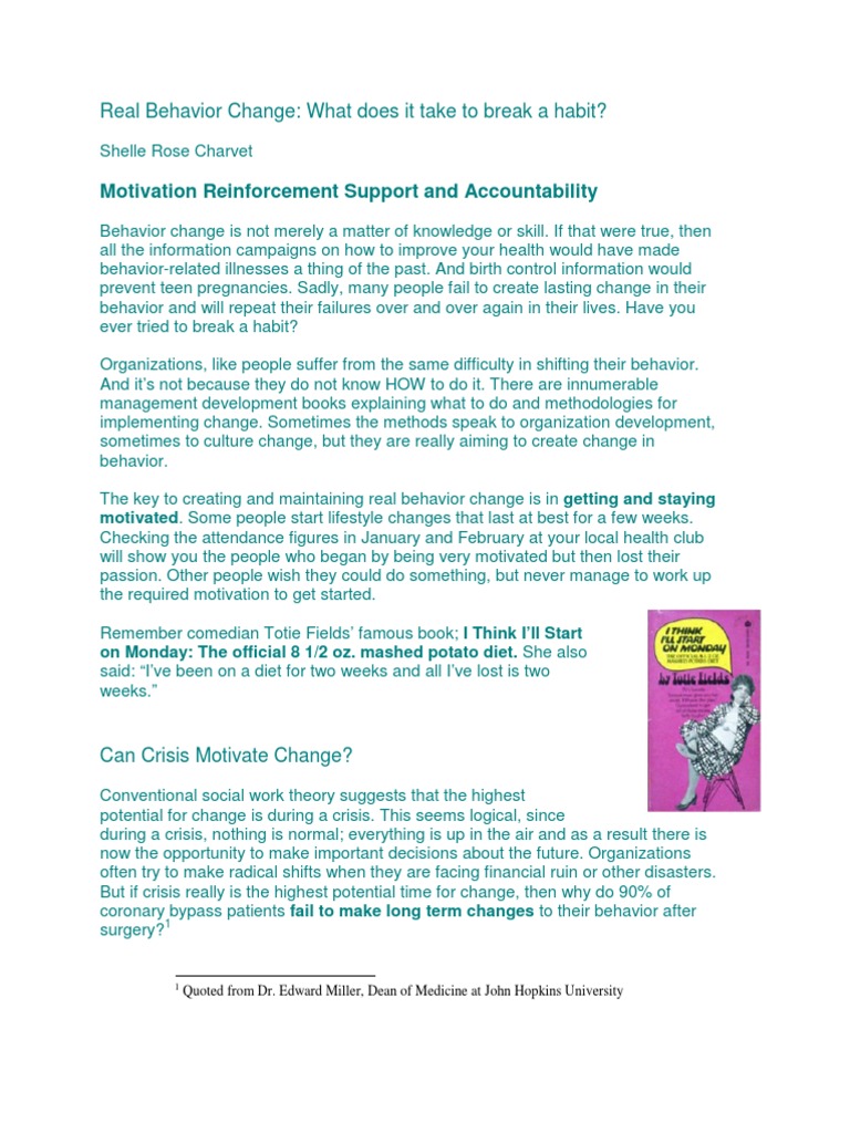 Motivation Reinforcement Support and Accountability: Real Behavior ...