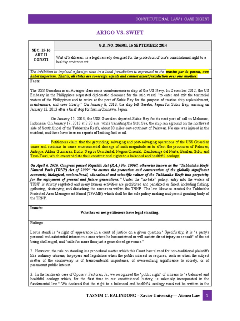 Arigo v. Swift | PDF | Standing (Law) | Justice