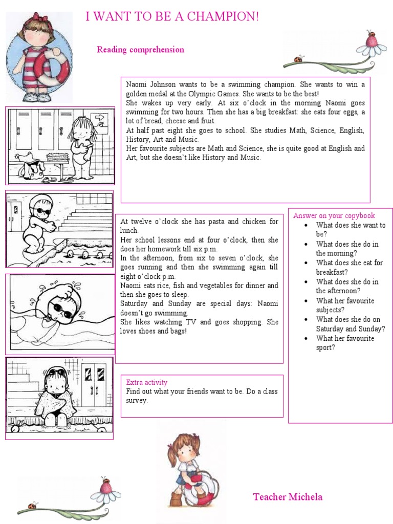 I Want To Be A Champion Reading Comprehension Reading Comprehension ...