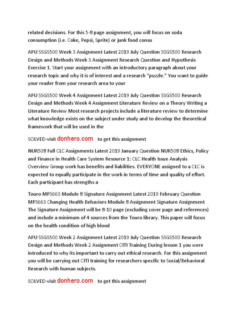 Research Assignments Overview 2019 | PDF | Essays | Psychological Concepts