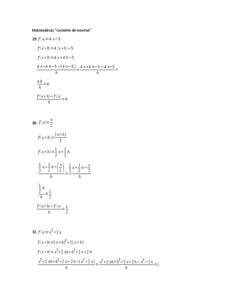 Matematicas. Cociente de Newton | PDF