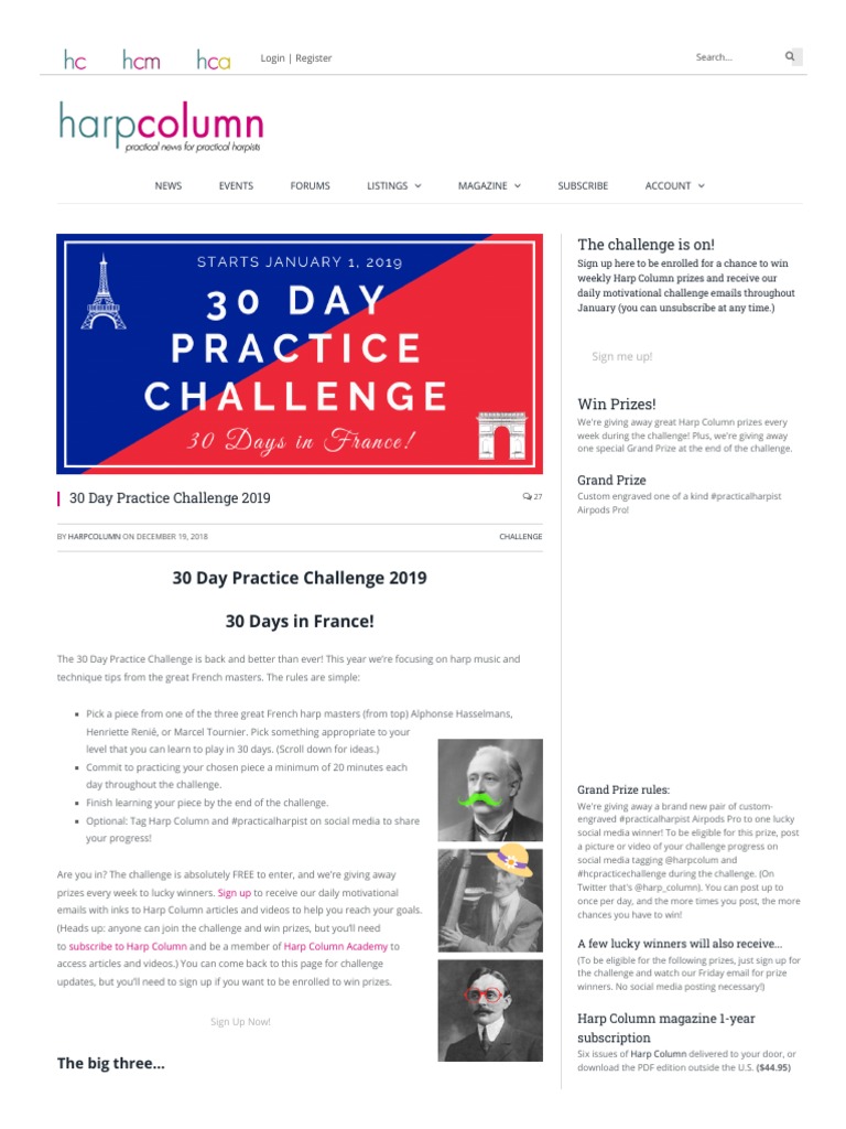 Harpists' 30-Day Practice Challenge | PDF | String Instruments ...