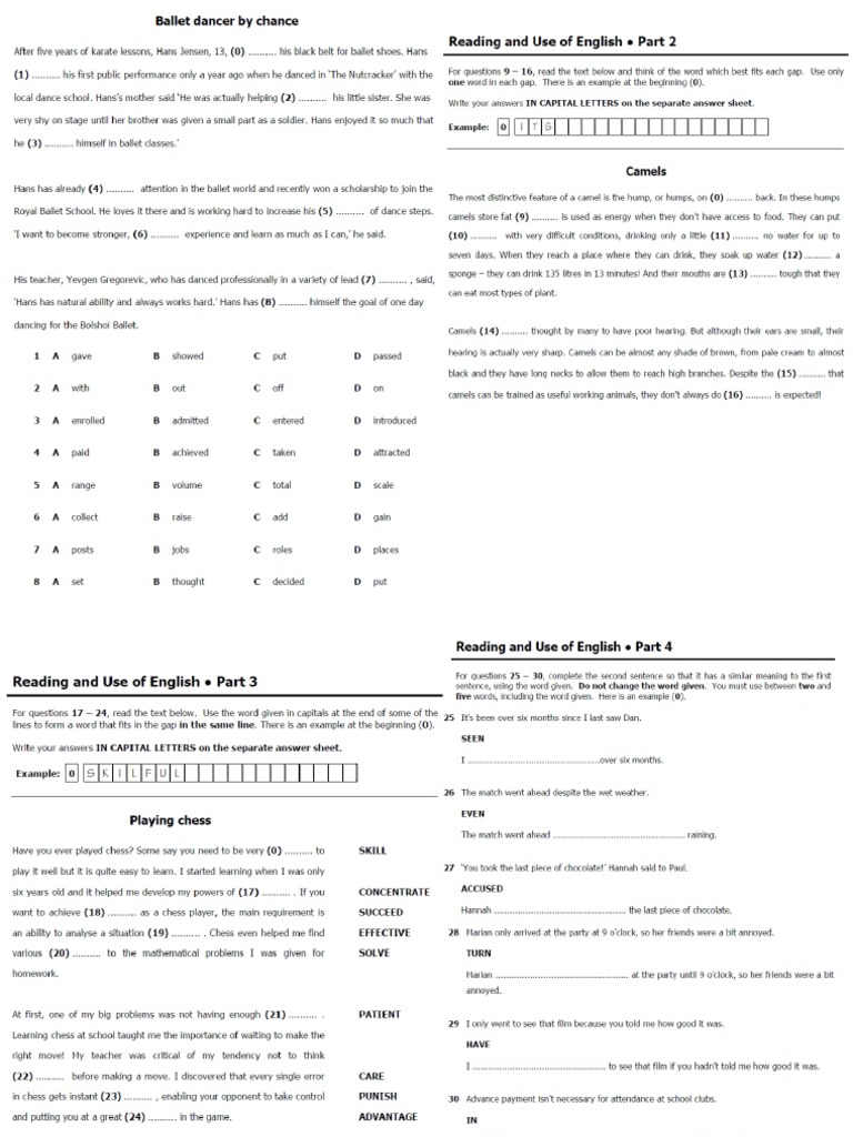 First For Schools Sample Test | PDF