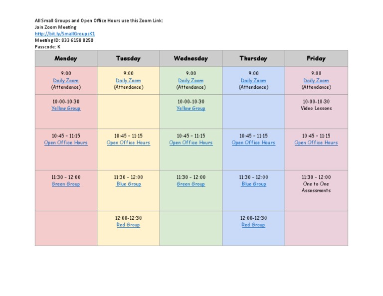 Small Group Schedule | PDF