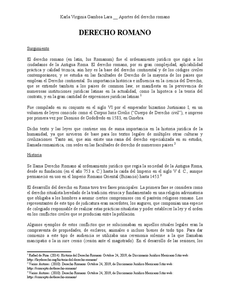 Aportes Del Derecho Romano Al Código Civil de La Ciudad de México | PDF ...