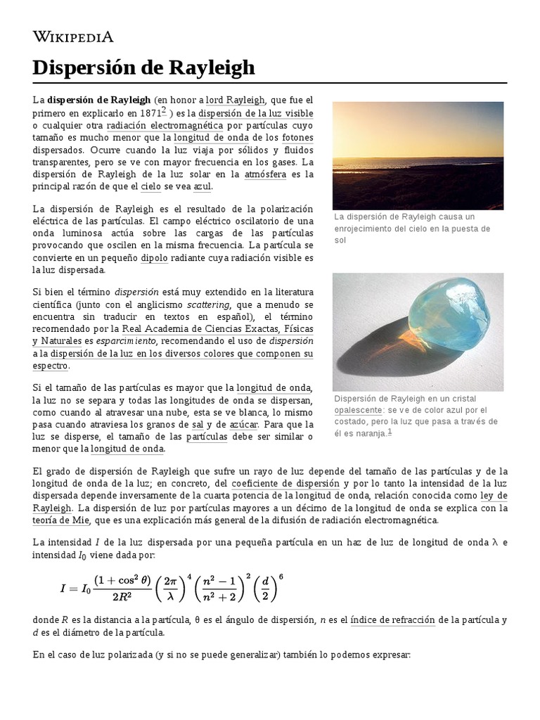 Dispersión de Rayleigh | PDF | Atómico | Fenómenos Periódicos
