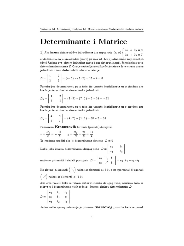 1 Determinante I Matrice PDF | PDF