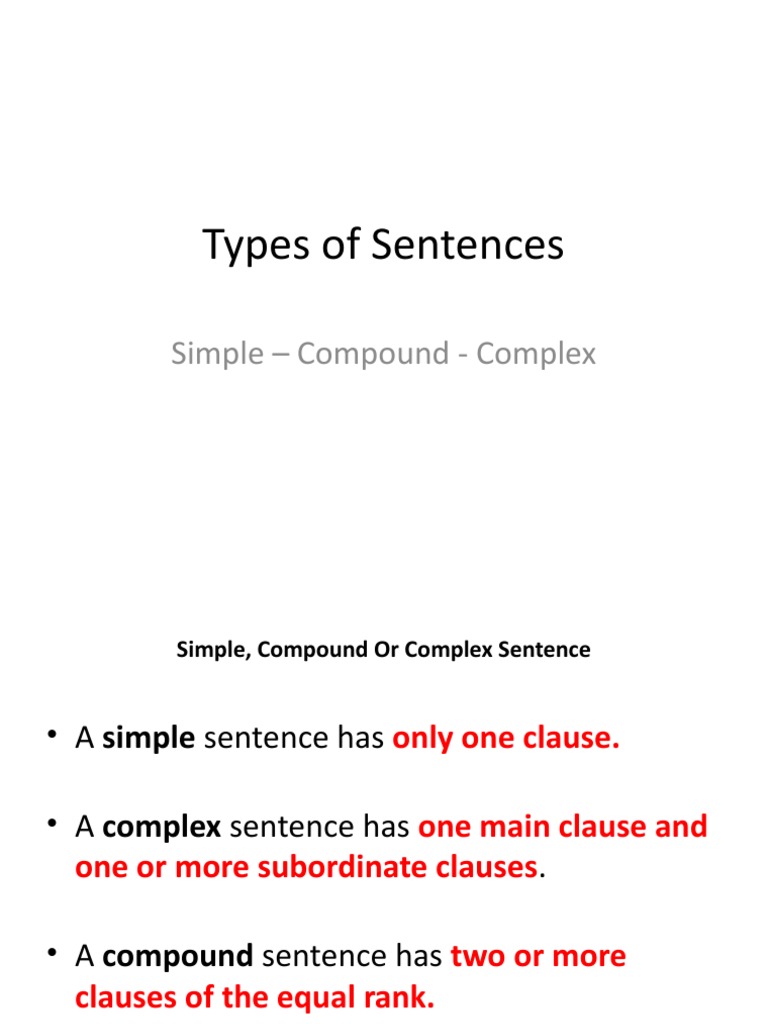 Understanding Sentence Types: Simple, Compound, Complex | PDF