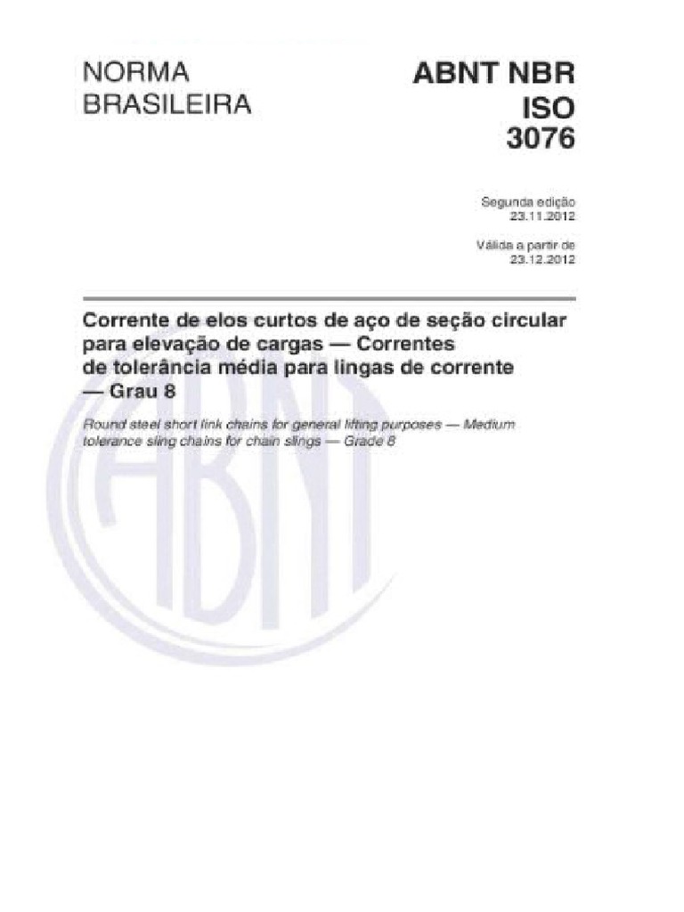 NBR - 3076 Dimensões de Correntes | PDF