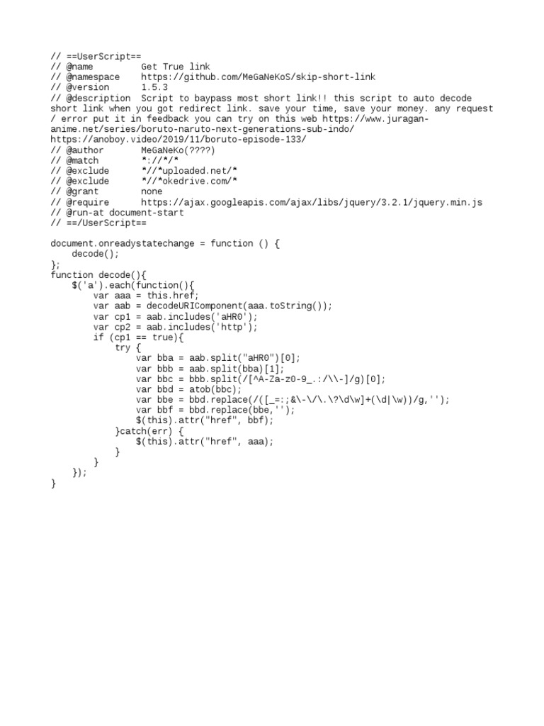 Skip-Short-Link Script | PDF