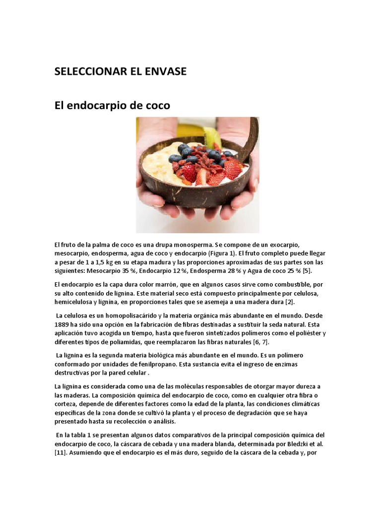 Composición del Endocarpio de Coco | PDF | Lignina | Madera