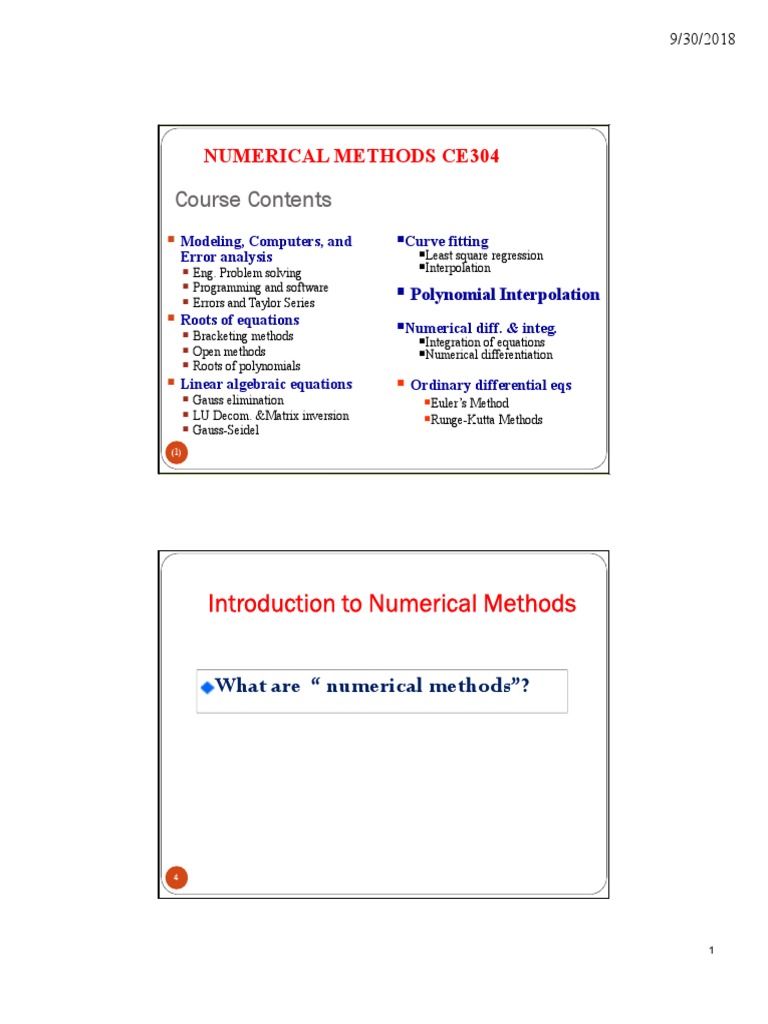 Course Contents: Introduction To Numerical Methods | PDF | Accuracy And ...