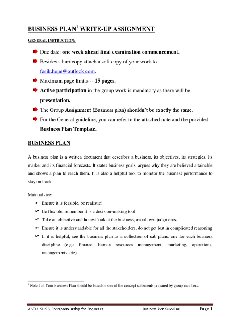 Business Plan Write-Up Assignment: Presentation | PDF ...