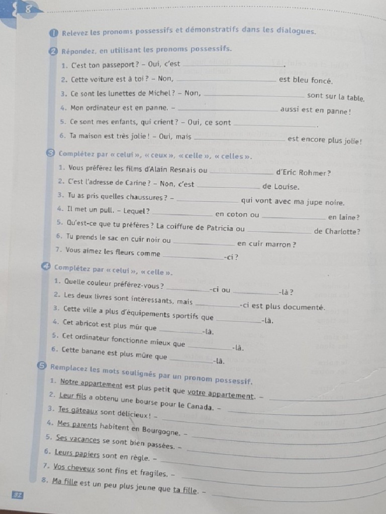 Exercices Pronoms Possessifs Et Demonstratifs | PDF