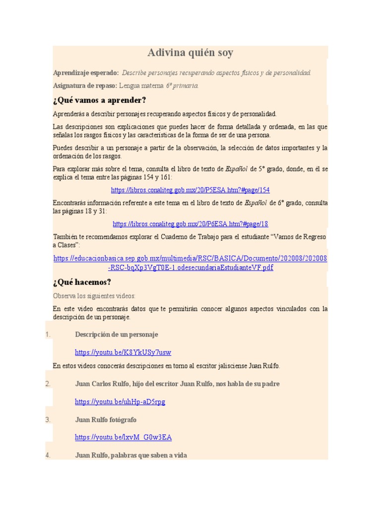 Adivina Quién Soy | PDF