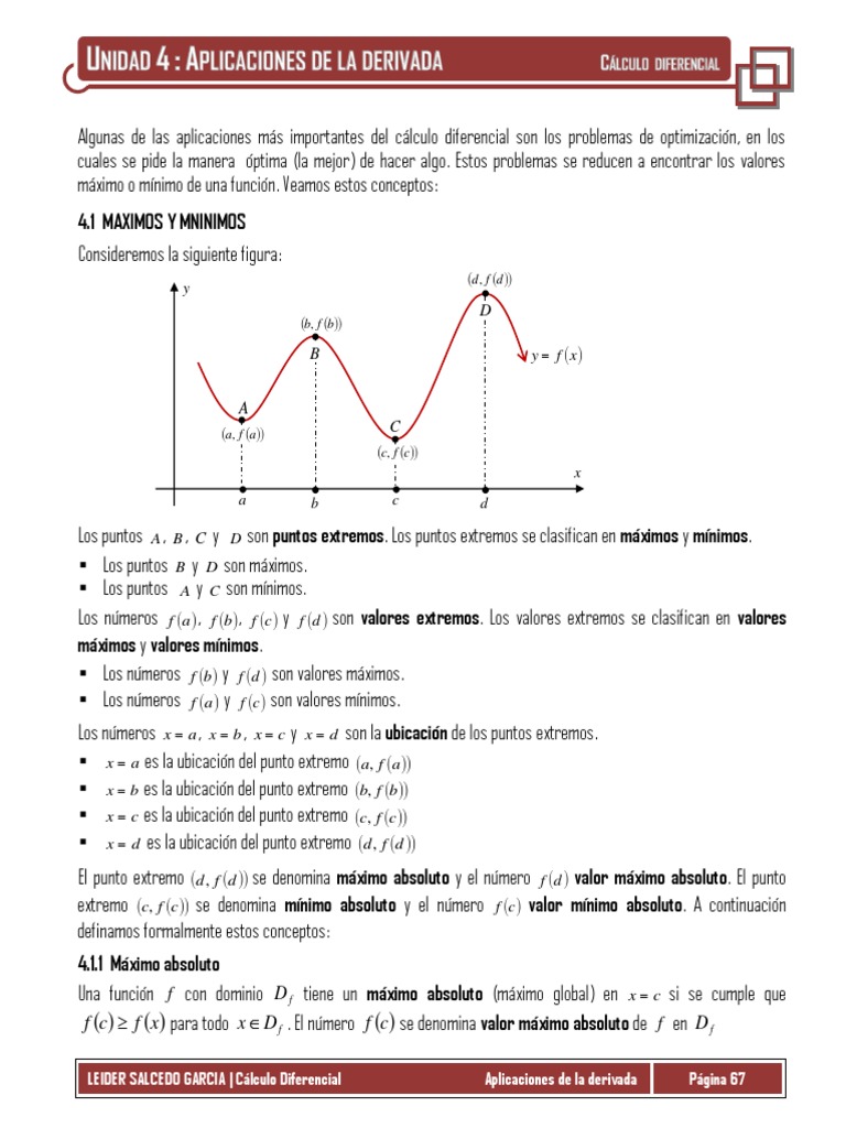 Unidad 5 - Aplicaciones de La Derivada | Descargar gratis PDF | Calculo diferencial | Derivado