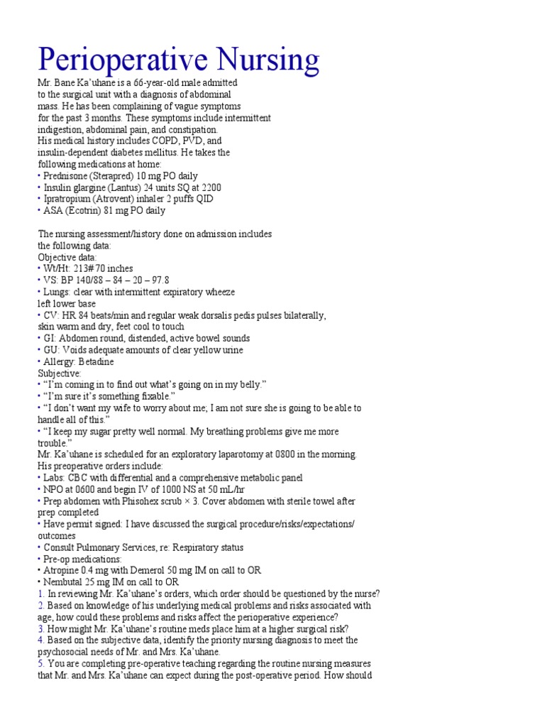 Case Study Periop | PDF | Surgery | Anesthesia