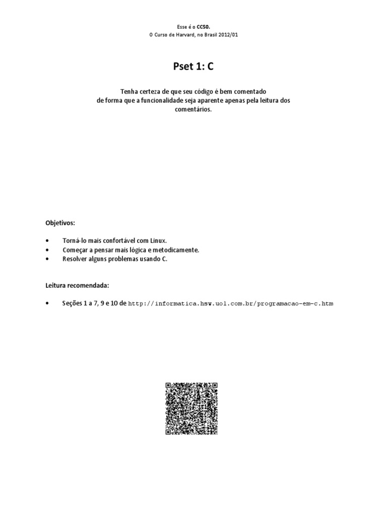 Pset 1 | PDF | Linux | Sistema operacional