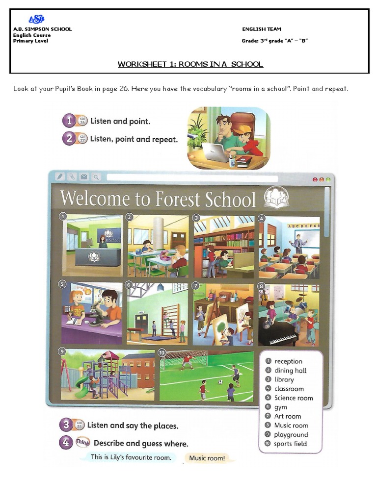 Worksheet 1: Rooms in A School | PDF