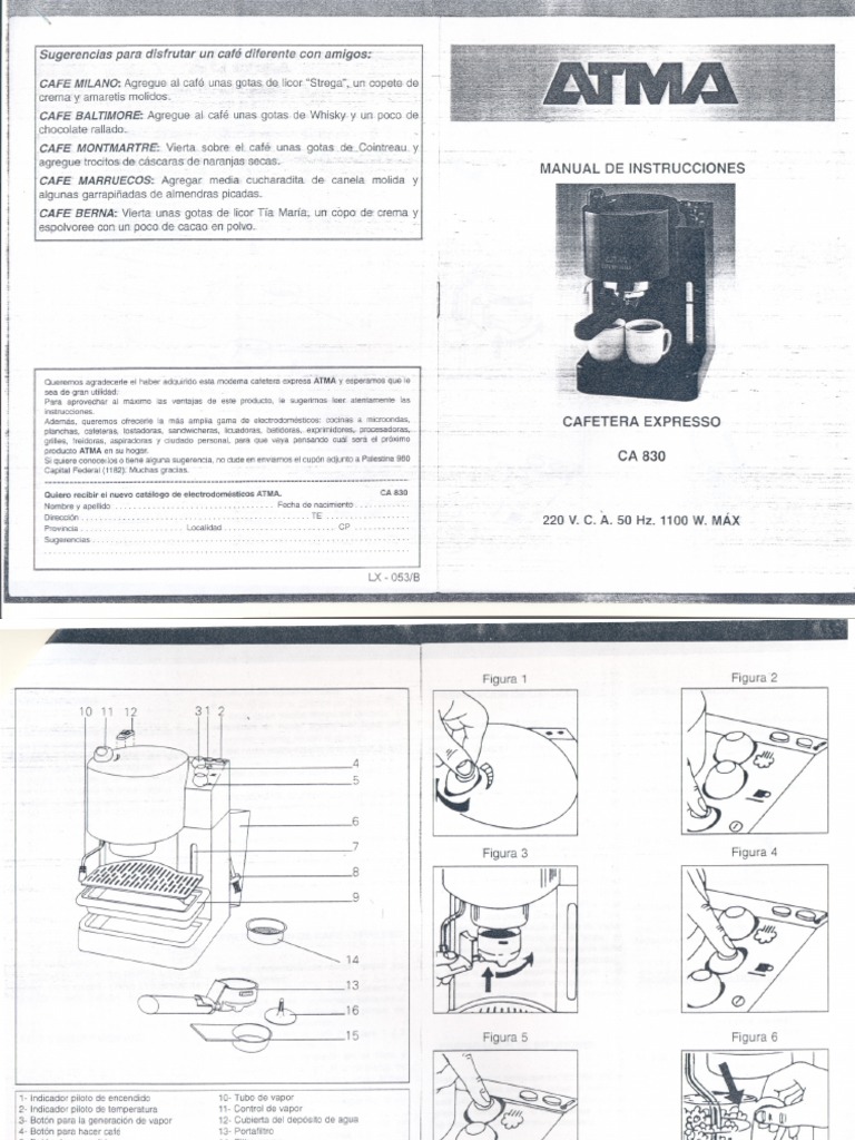 Manual Cafetera ATMA CA830 | PDF | café | Bebida