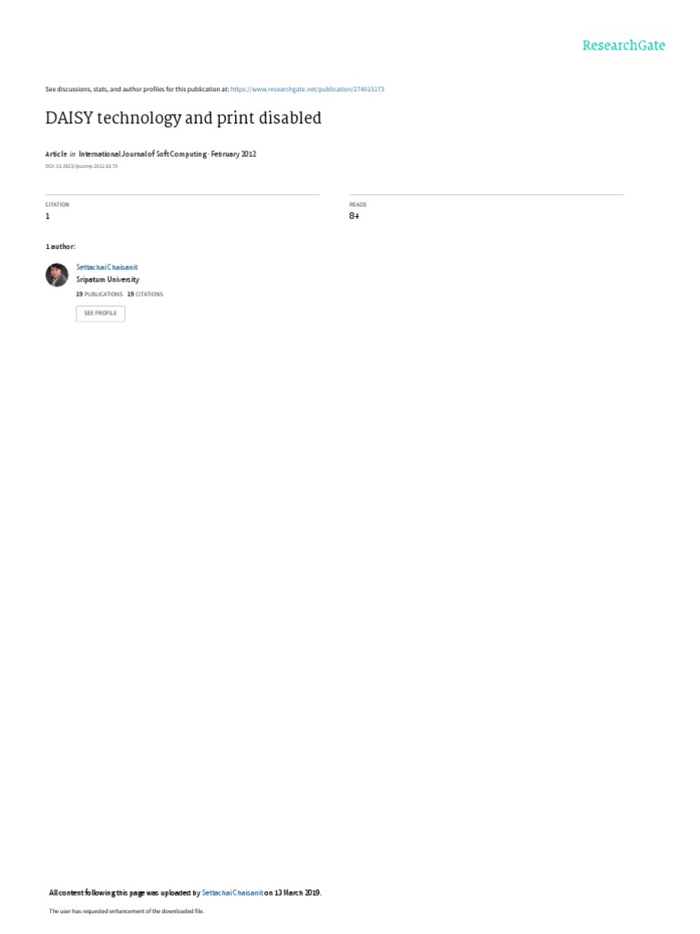 DAISY Technology and Print Disabled | PDF | Business