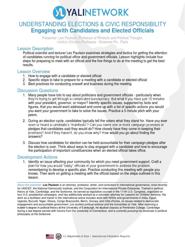 Engaging With Candidates and Elected Officials Discussion Guide | PDF ...