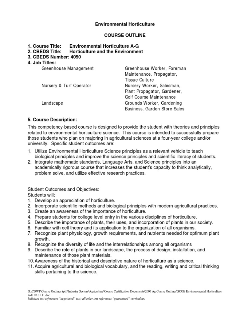 Environment Horticulture | PDF | Plants | Occupational Safety And Health