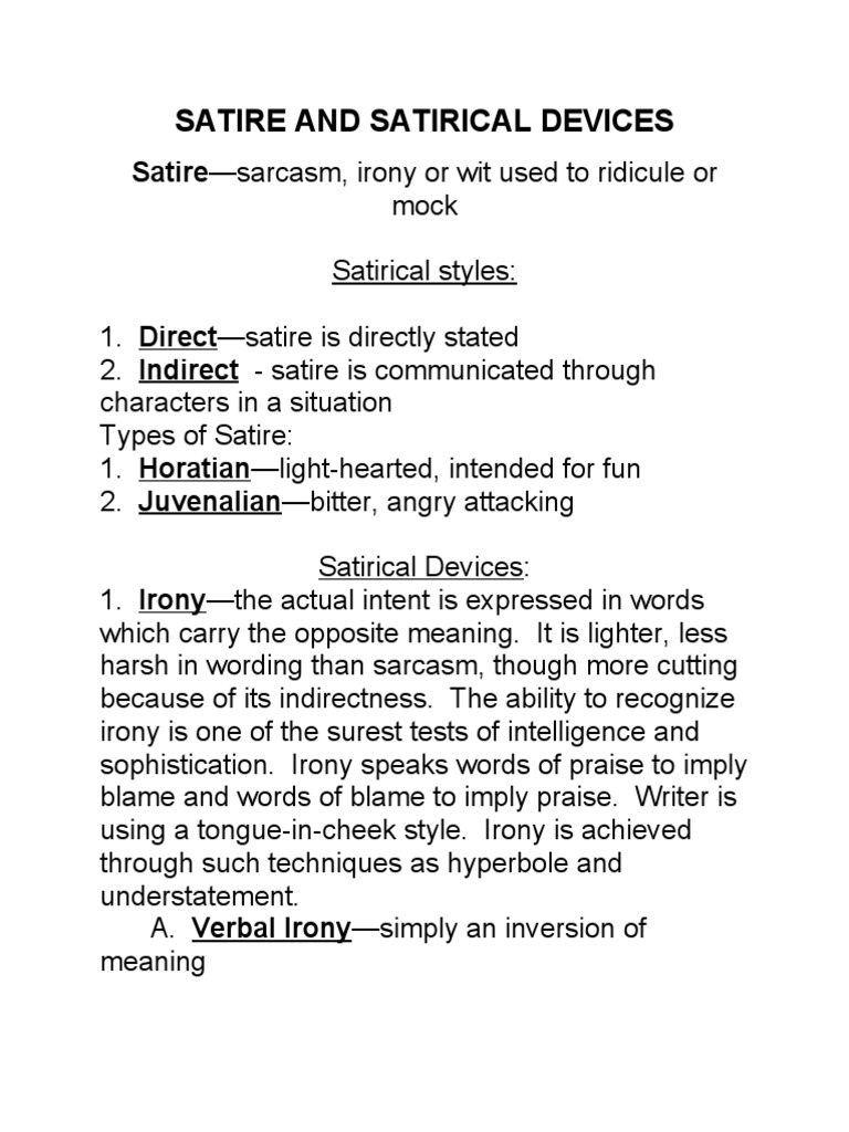 Satire and Satirical Devices | PDF | Irony | Satire