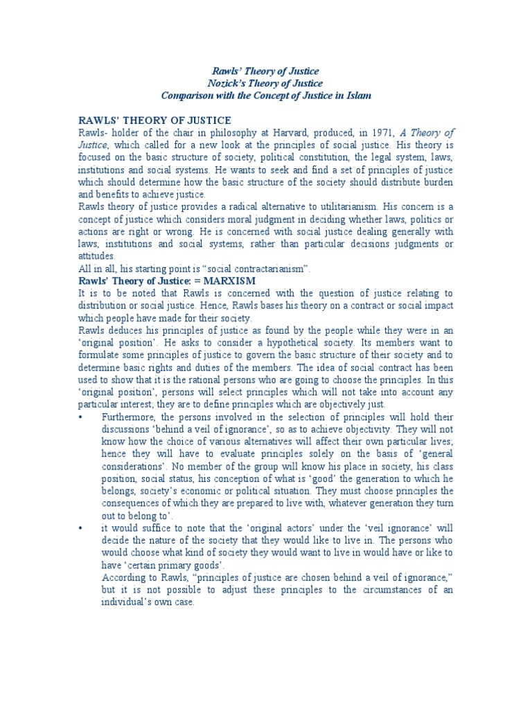 Rawls' Theory of Justice: Justice, Which Called For A New Look at The ...