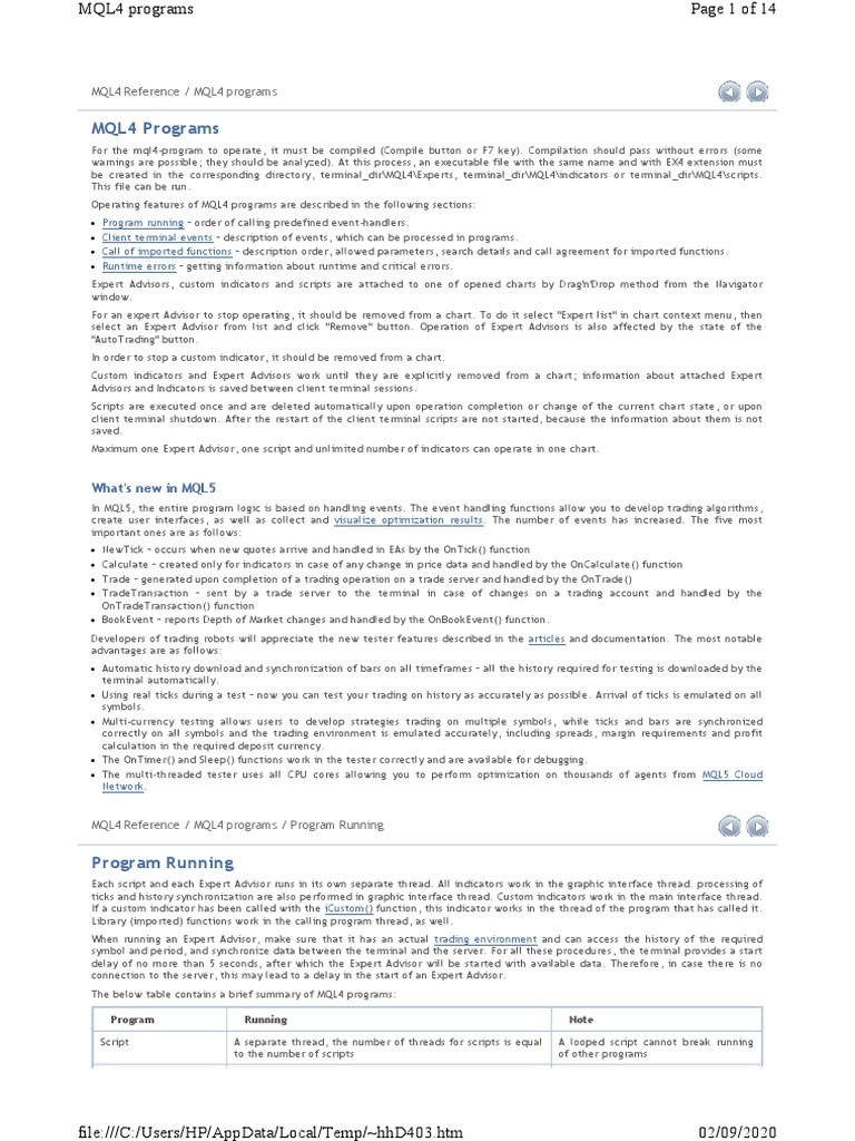 MQL4 Reference / MQL4 Programs | Download Free PDF | Parameter (Computer Programming) | Computer ...