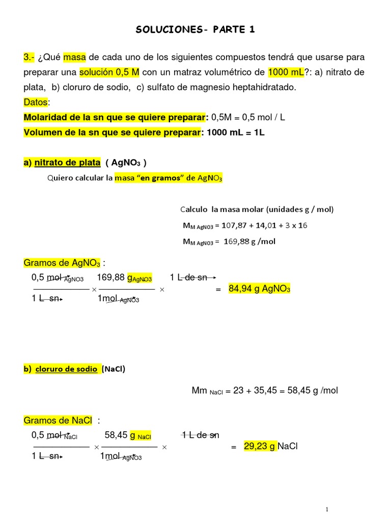 Soluciones Ej 3 y 6 | PDF | Concentración | Cloruro de sodio