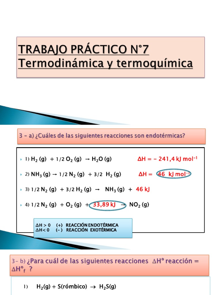 Termo Ej 3 y Complementario 3C y 5C | PDF | Entalpía | Reacciones químicas