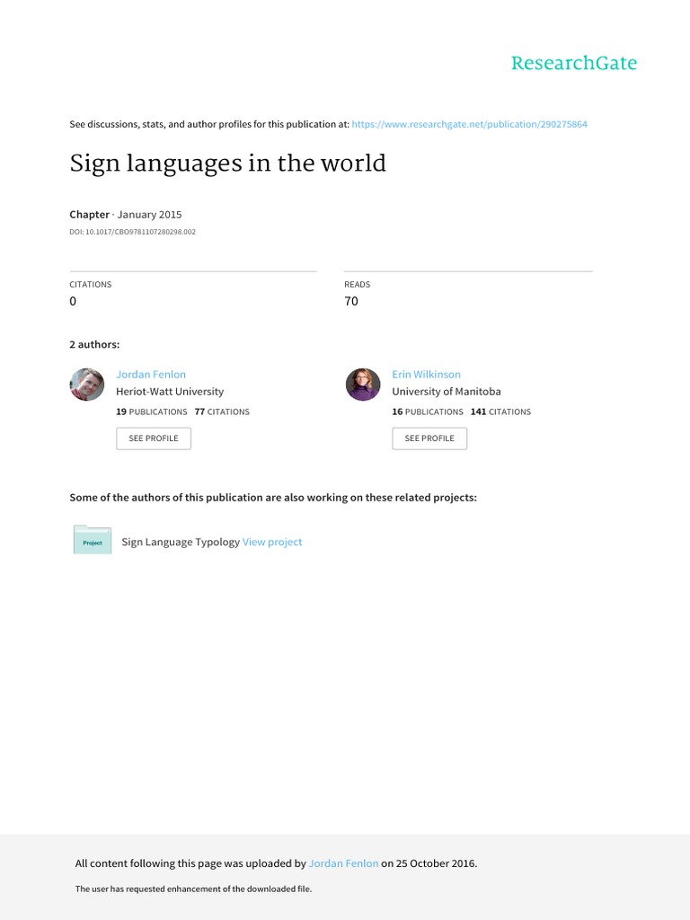 Sign Languages Worldwide Overview | PDF | American Sign Language | Sign ...