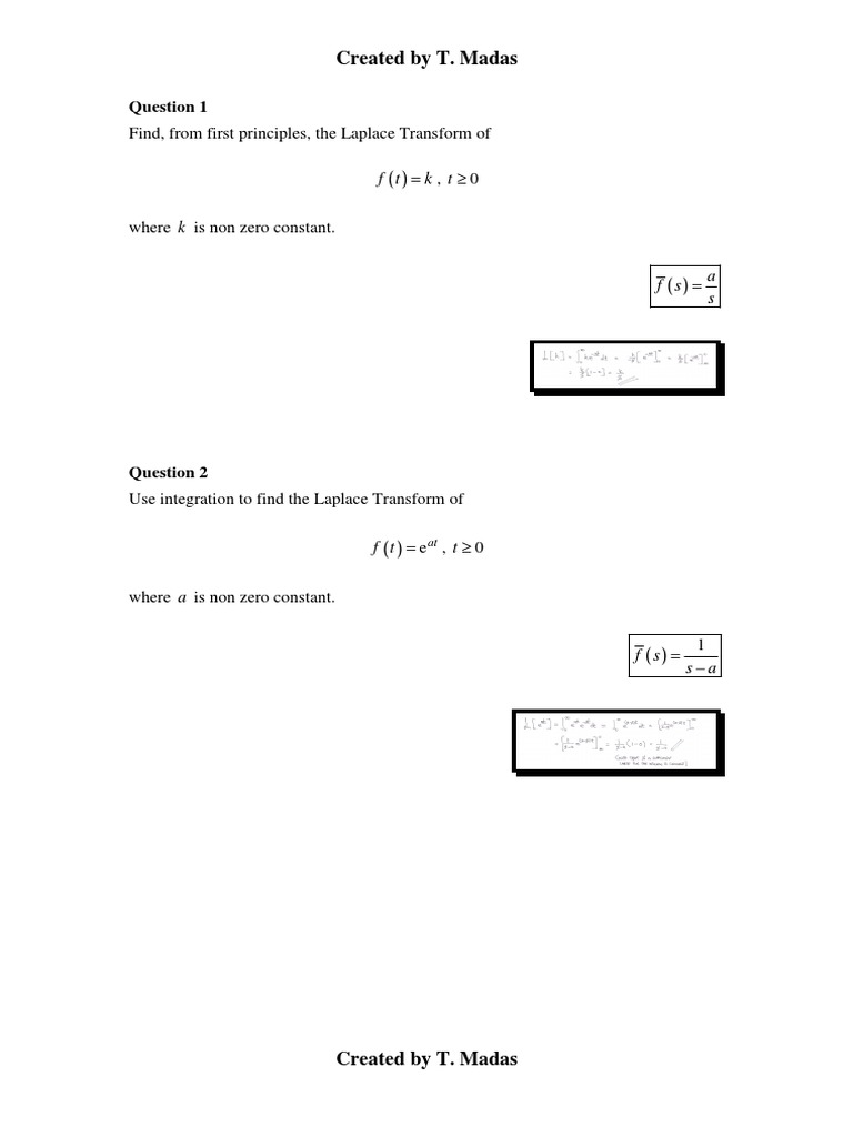 Laplace Transform Introduction 1, 2 PDF | PDF | Teaching Methods & Materials