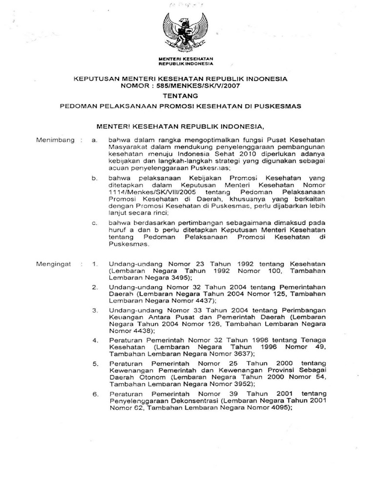 Pedoman Promosi Kesehatan Puskesmas | PDF | Pengembangan Diri | Kesehatan Holistik