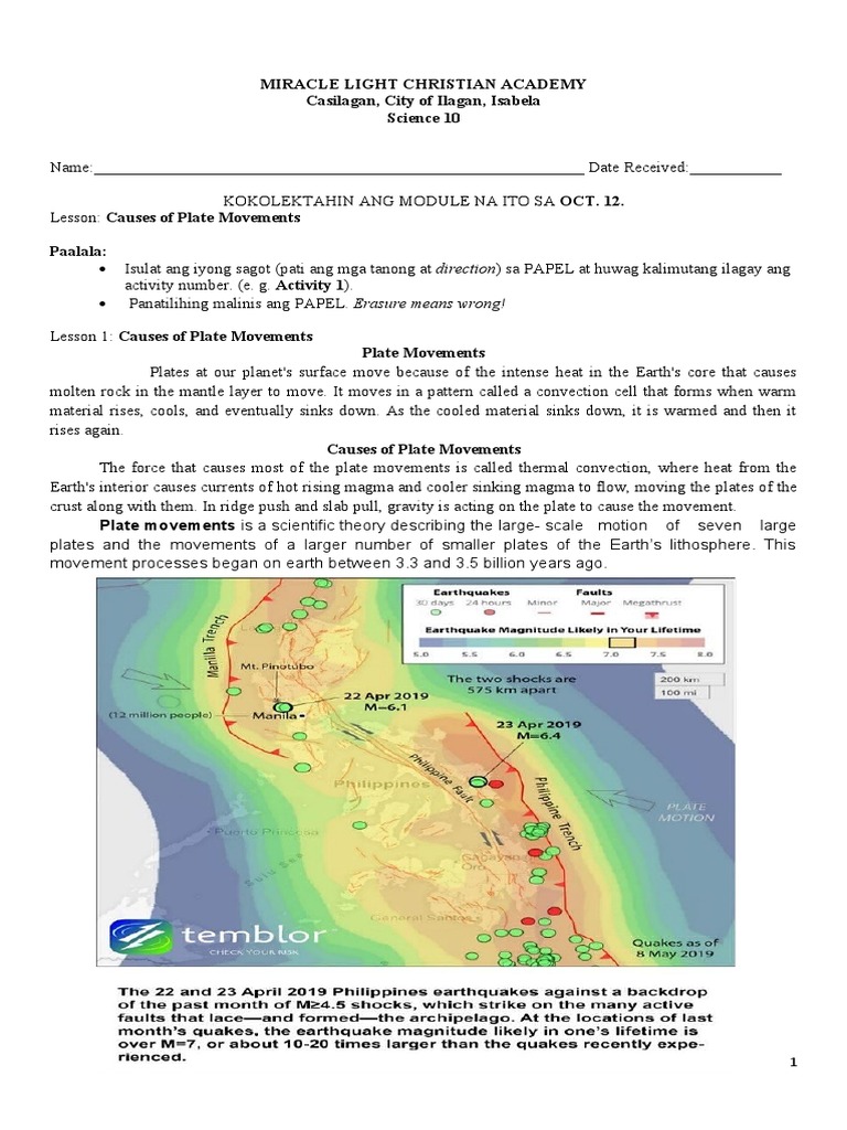 Science 10 Week 7 For Printing | PDF | Plate Tectonics | Nature