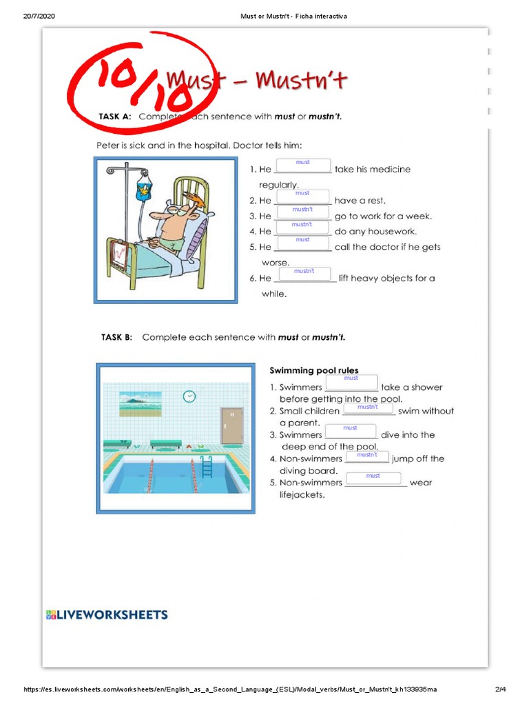 Must vs Mustn't Interactive Worksheet | PDF