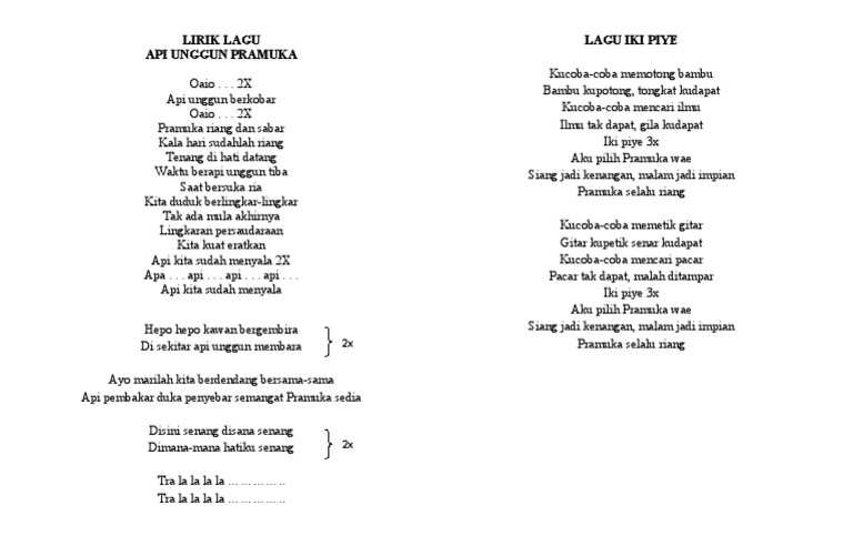 Lirik Lagu Pramuka | PDF