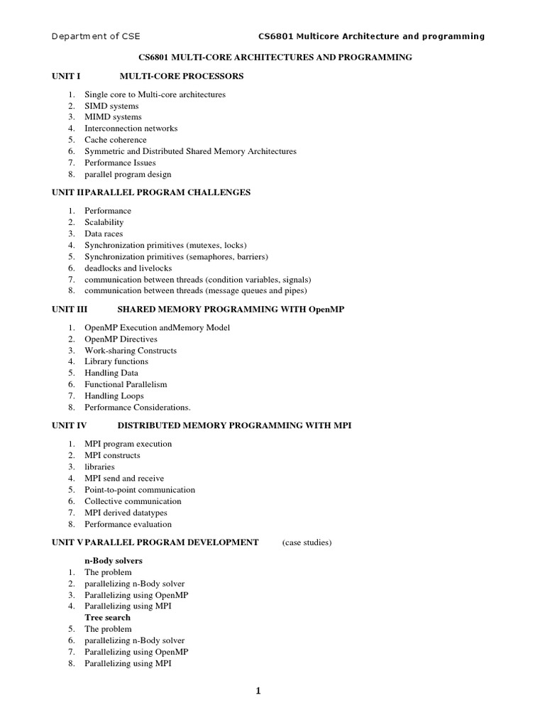 Unit1 RMD PDF | PDF | Multi Core Processor | Parallel Computing