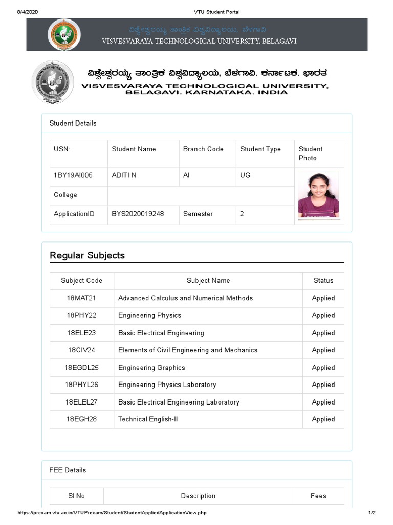 VTU Student Portal PDF | PDF | Engineering | Computing And Information ...