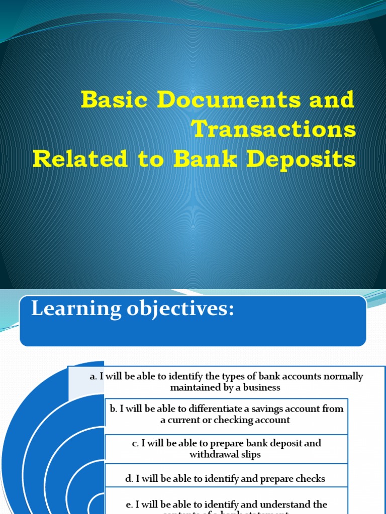 Banking Basics: Accounts and Documents | PDF | Transaction Account | Cheque